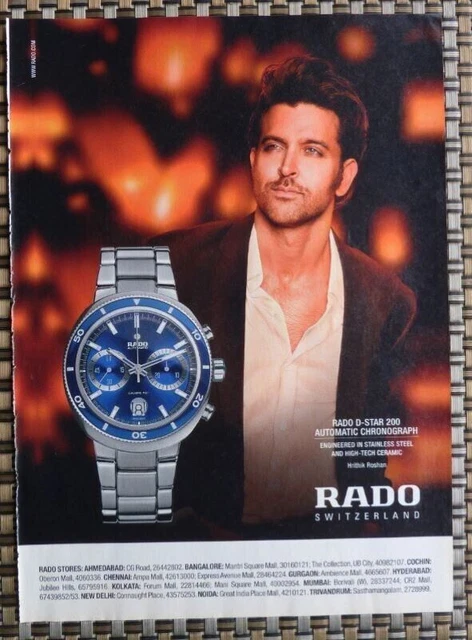 2012 RADO WATCH Magazine ADVERTISEMENT Indian Actor Hrithik Roshan ...