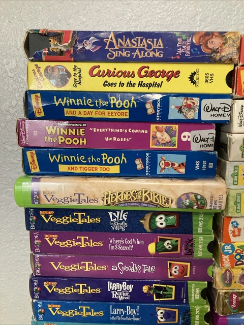 40 HUGE LOT VHS KIDS CLASSICS FILMS MOVIES /TV Wiggles Barney Pooh ...