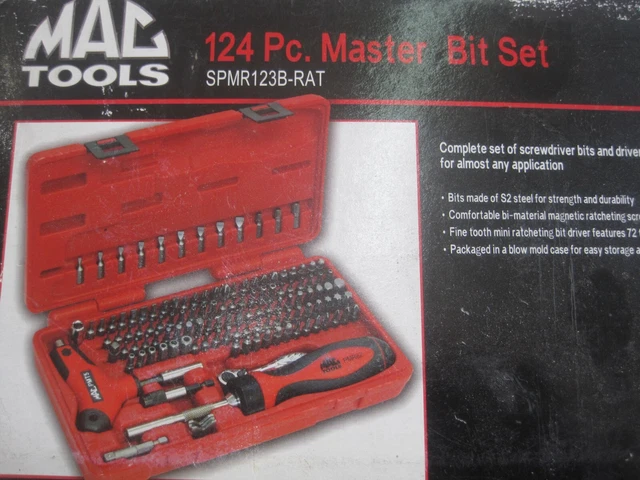 MAC TOOLS SPMR123B-RAT 124pc Ratcheting Mac-Grip Hex Bit Screwdriver ...
