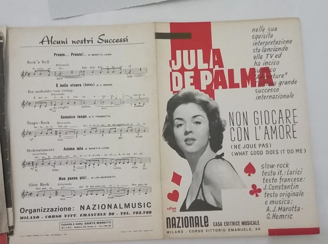 SPARTITO MUSICALE JULA De Palma Non Giocare Con L'amore 1960 EUR 13,99 ...