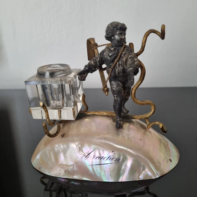 ENCRIER NACRE XIXÈ Napoléon III Souvenir Arcachon Palais Royal EUR 168 ...