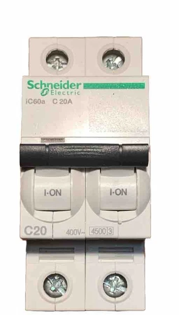 SCHNEIDER LEITUNGSSCHUTZSCHALTER 2P C 20A 6kA AC iC60N-C20-2 A9F04220 EUR 13,00 - PicClick DE
