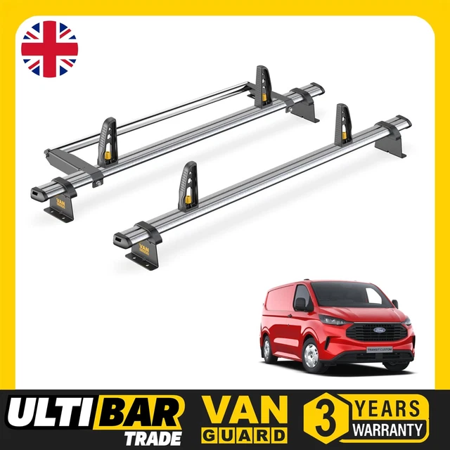 FORD TRANSIT CUSTOM Roof Rack for 2024+ Van Guard 2 Bars + Roller ...