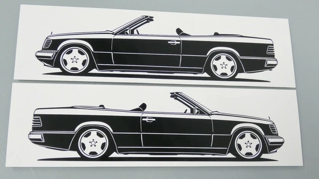 MERCEDES BENZ W124 Cabrio mit AMG Felgen Aufkleber/ Sticker 2 x schwarz ...