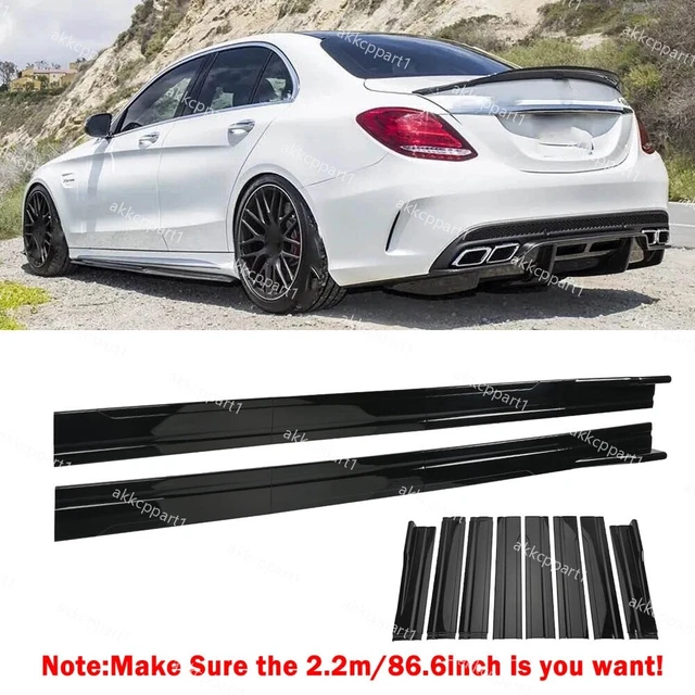 GLOSS BLACK FOR BENZ C-Class W205 W204 W203 Side Skirts Rocker Panels ...
