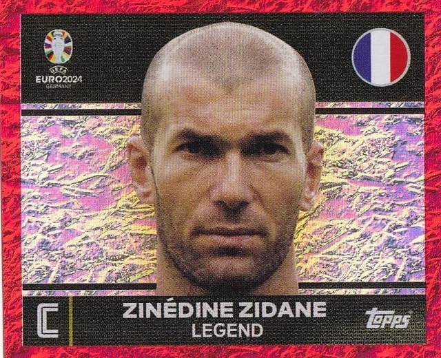 TOPPS UEFA EURO 2024 Sticker Swiss Edition FRA 2 Zinedine Zidane Legend ...
