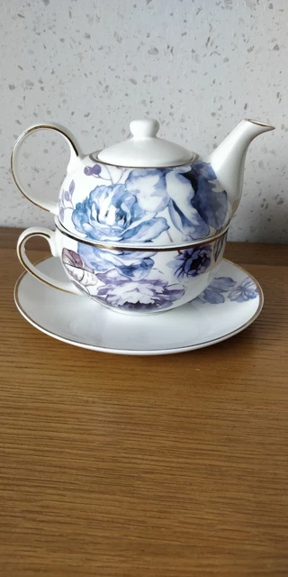 SET TÈ PER un set - teiera e grande tazza colazione - design fiore rosa ...