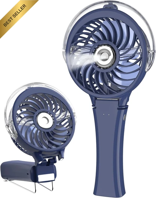 PORTABLE HANDHELD MISTING Fan Water Spray Rechargeable Foldable Blue ...