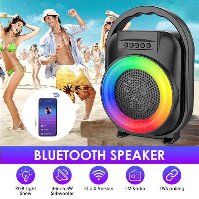 PORTABLE BLUETOOTH SPEAKER RGB Light FM TWS Subwoofer Heavy Bass Sound ...