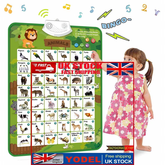 ELECTRONIC ALPHABET CHART Poster Smart Sound Animals Wallchart for Kids ...
