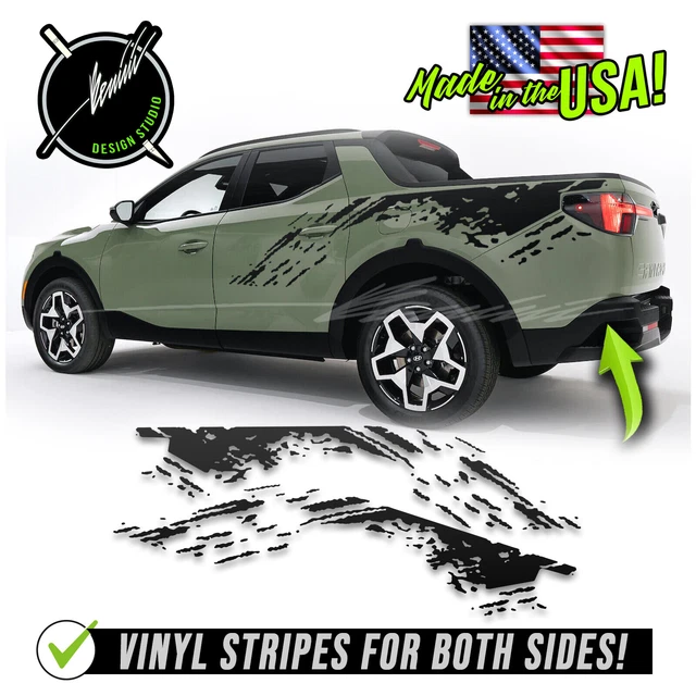 SIDE MUD SPLASH Bed Racing Stripes Decals 1 Fits 2022 &up Hyundai Santa ...