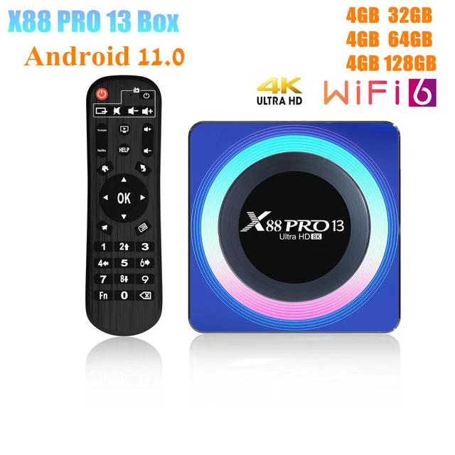X88 PRO 13 TV Box Android 13 RK3528 4G 64G Wifi6 BT5 4K HDR H.265 Set ...