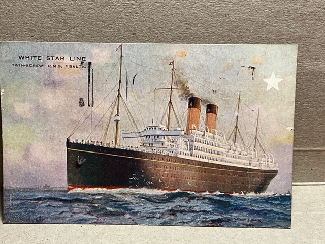 RMS BALTIC ONCE worlds largest WHITE STAR LINE 1900s Postcard 2/2 £6.34 ...