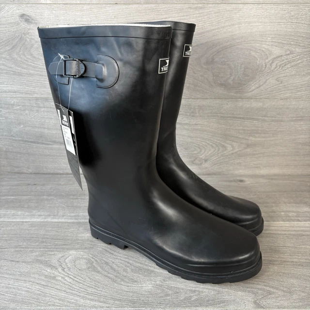 TRESPASS WATERPROOF WELLIES Rubber Wellington Boots Recon X Mens Black ...