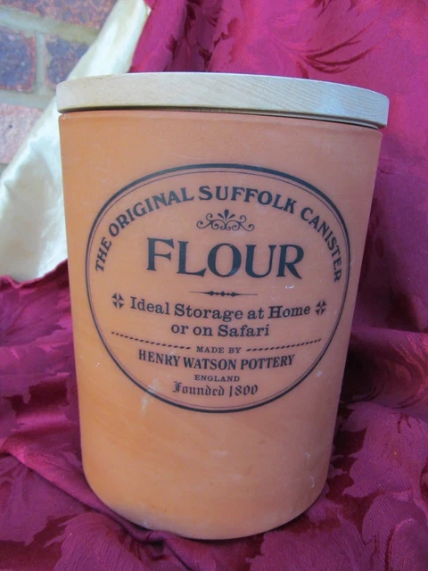 HUGE HENRY WATSON Pottery Original Suffolk Canister Flour Storage Jar ...