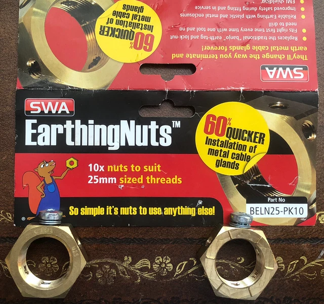 PAIR OF EARTHING / Piranha Nuts SWA Armoured Cable 25mm banjo ...