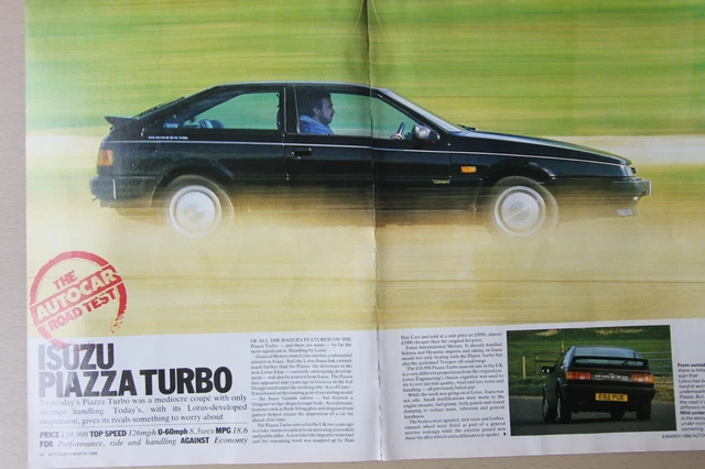 ORIGINAL 1989 ISUZU PIAZZA TURBO, Autocar magazine road test £5.00 ...