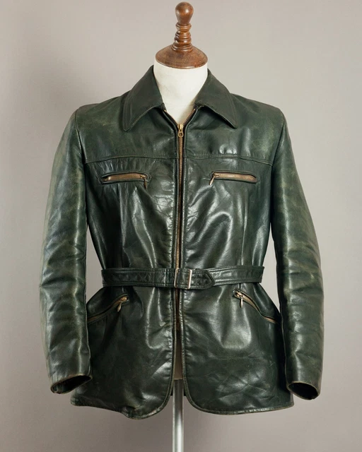 VINTAGE 1940S HORSEHIDE Leather Motorcycle Jacket Dispatch Rider £595. ...