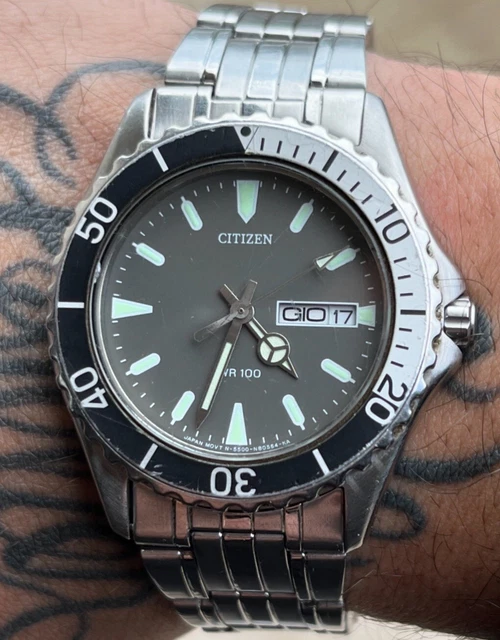 WATCH VINTAGE CITIZEN Diver Quartz Action 2000 5500-S70070-HSB (Not ...