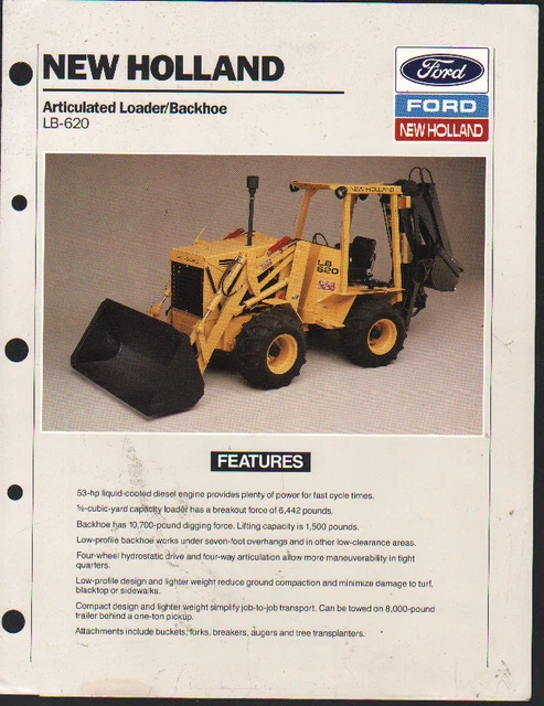 NEW HOLLAND &LB-620& Articulated Loader Backhoe Brochure Leaflet £12.00 ...