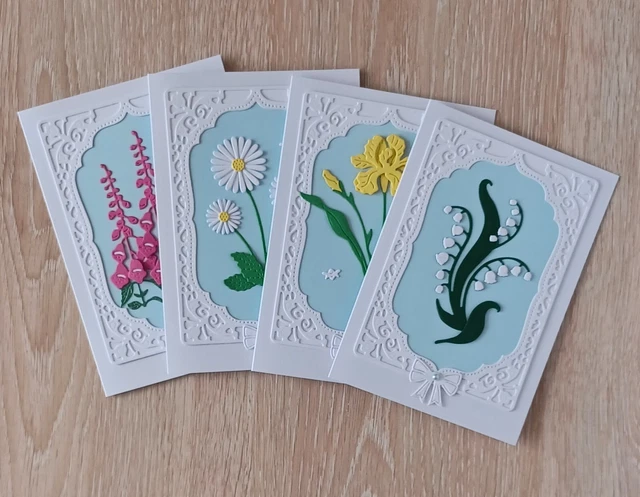 HANDMADE NOTELETS/BLANK CARDS - Foxglove/Daisy/Iris/Lily - Bundle of 4 ...