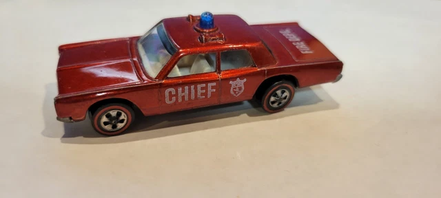 PRESQUE NEUF HOT Wheels Redline 1968 Fire Chief Cruiser Rouge US Blanc ...