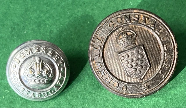 CORNWALL CONSTABULARY AND Somerset Constabulary uniform Police buttons ...