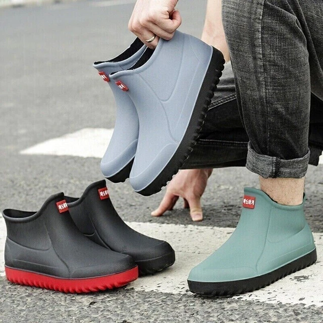 MEN WELLINGTON RAIN Boots Garden Outdoor Wellies Boots Short Ankle ...