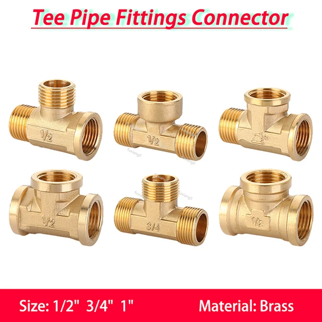 BRASS BSP 1/2&- 1" Male/Female Thread T-type Connector Tee Pipe ...