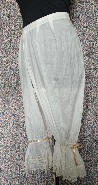 ANTIQUE VICTORIAN SPLIT Leg Bloomers Monogrammed White Work Lace And ...