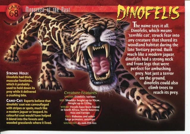 WEIRD N’ WILD Creatures Monster of the Past Card 68 # Dinofelis # LC1 £ ...
