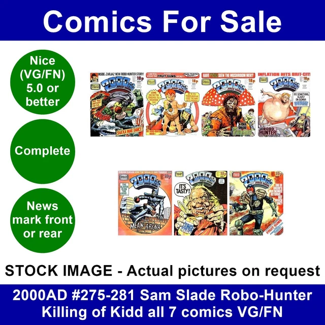 2000AD #275-281 SAM Slade Robo-Hunter Killing of Kidd all 7 comics VG ...
