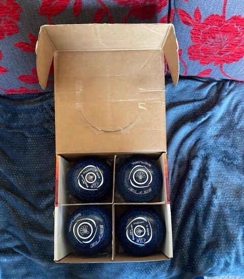 THOMAS TAYLOR &BLAZE& lawn bowls size 4 Heavy, Dark blue/Light blue ...