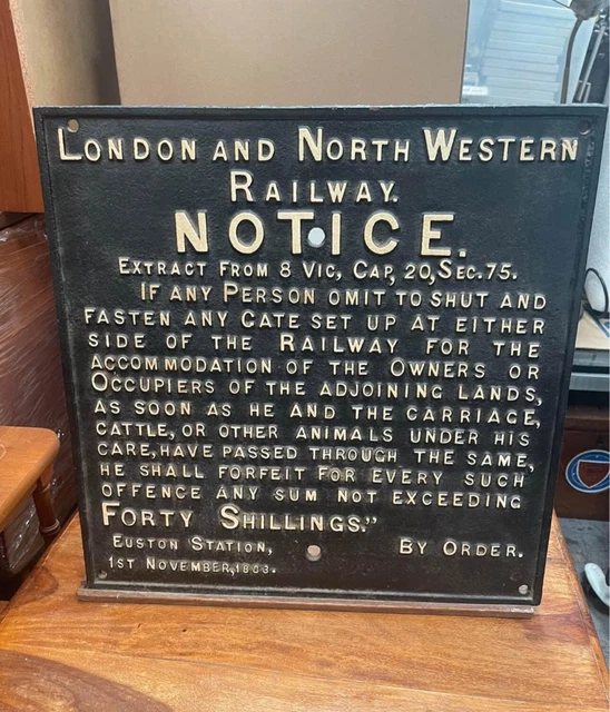 LARGE LONDON & North Western Railway Cast Iron Notice £182.72 - PicClick UK