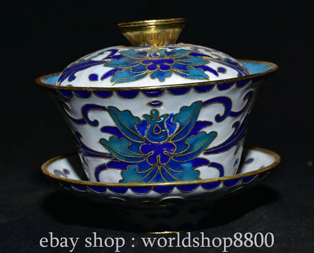 4.2& MARKED OLD Chinese Cloisonne Enamel wire inlay Gilt Dynasty Flower ...