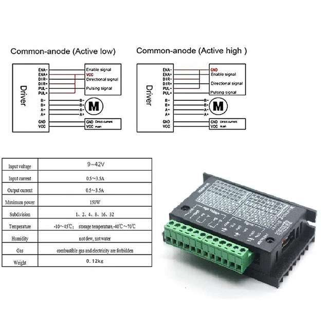 STEPPER MOTOR DRIVER TB6600 4A DC9-42V 32 Subdivision for Nema 17, 23 ...