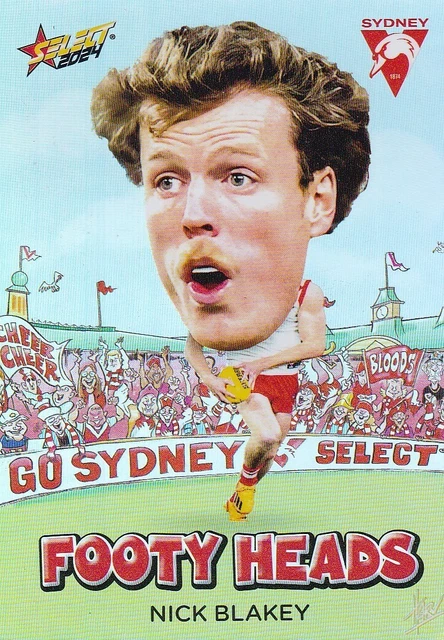 AFL 2024 SELECT Sydney Swans - Nick Blakey Footy Heads Card No. FH76 $2 ...