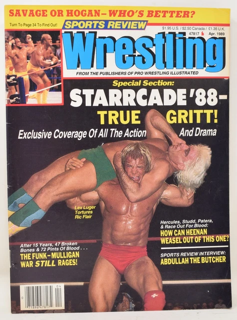 SPORTS REVIEW WRESTLING Magazine April 1989 VF Hulk Hogan Lex Luger WWF ...