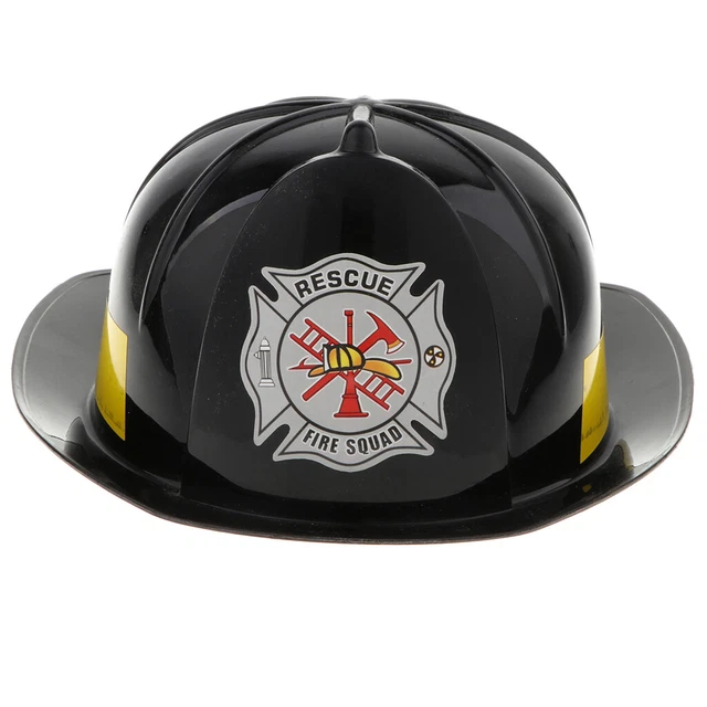 SIMULATION FIREMAN SAFETY Helmet Firefighter Hat Kids Cospaly Toy Black ...