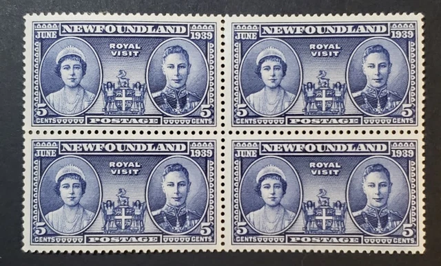 STAMPS CANADA PROVINCES: Nfld. #249 5c Elizabeth & Geo. Vl blk. of 4 VF ...