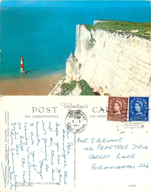 S10842 BEACHY HEAD Lighthouse, Eastbourne, Sussex, England postcard ...