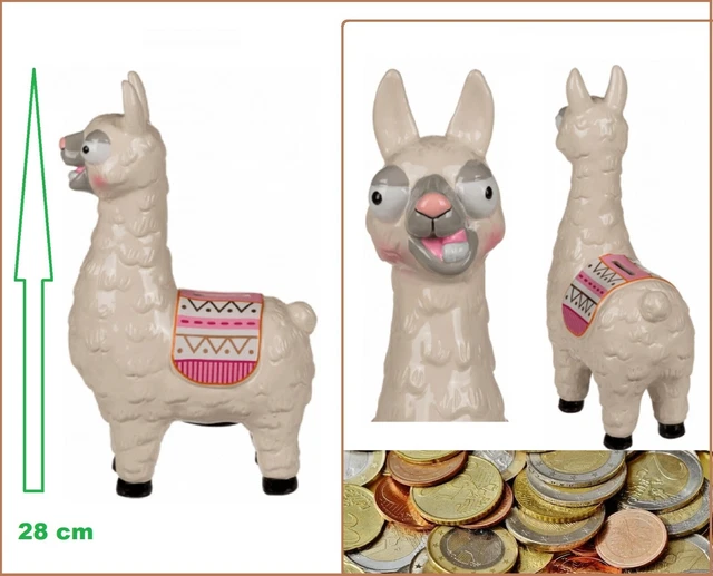 SPARDOSE LAMA HORST Alpaka Keramik Sparschwein Deko ca. 28 x 15 x 7cm ...