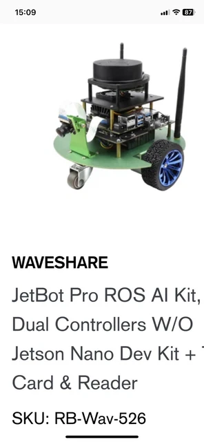 NVIDIA JETBOT JETSON Nano LiDAR Vision Controlled AI Robot ROS £175.00 ...