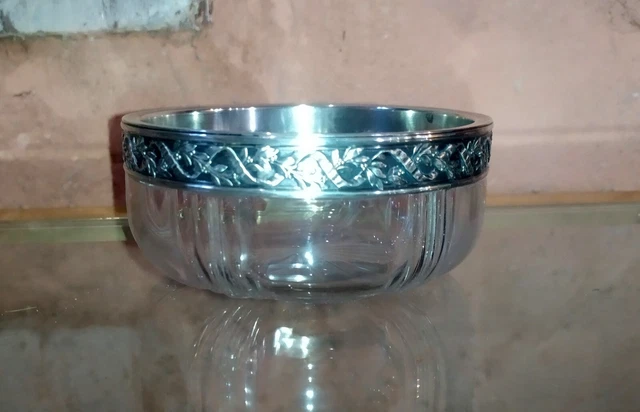 PETITE COUPE BOL cristal taillé monture argent massif sterling silver ...
