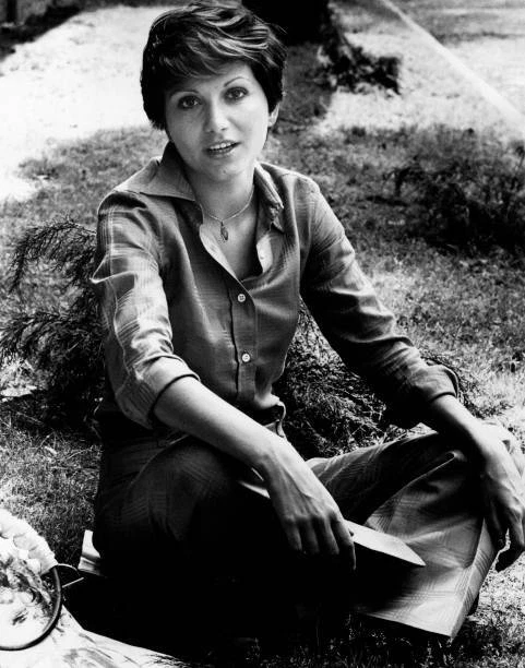 ITALIAN SINGER GILDA Giuliani posing seated on the grass Rome 1970s Old ...