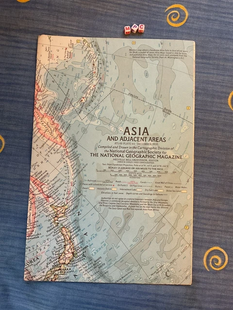 NATIONAL GEOGRAPHIC VINTAGE MAP , LARGE , Asia , 1959 , Scarce £17.99 ...