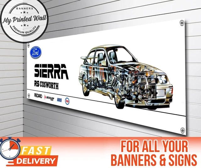 FORD SIERRA RS Cosworth Cutaway Banner for Garage, workshop Large £29. ...