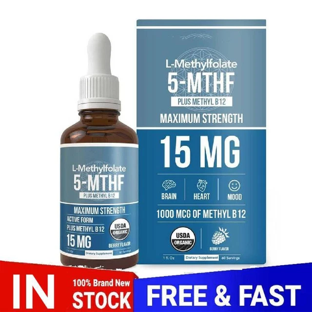 L-METHYL FOLATE 5-MTHF Drops 1000 Mcg - Liquid Vitamins Folate ...