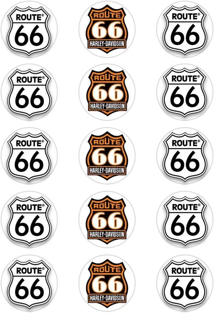 ROUTE 66 HARLEY-DAVIDSON; Cupcake Topper; 15 x 2” pre-cut Wafer circles ...