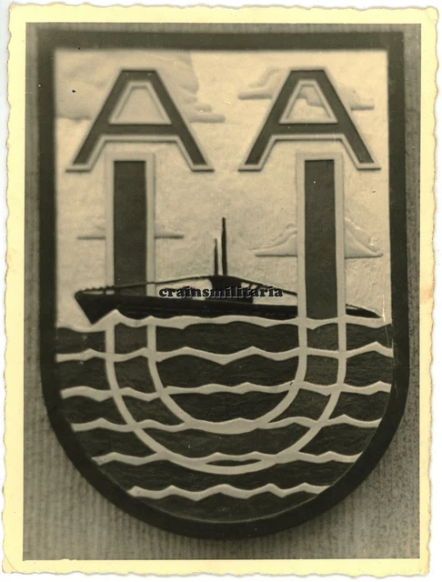 ORIG. FOTO WAPPEN Truppenkennzeichen U-Boot Matrose Schiff U.A.A Plön ...